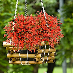 BigOtters 8 Bundles Artificial Lavender Flowers, Outdoor Fake Flowers UV Resistant No Fade Faux Plastic Plants Lover Favors for Home Wedding Garden Porch Window Box Decor(Orange Red)