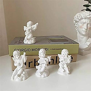 Set of 4 x 2.5'' Mini Angels Figurines Cherubs Angels Resin Garden Statue Figurine, Garden Statues Rustic Home Decor, Adorable Music Angel Sculpture Memorial Statue(Music Angel)