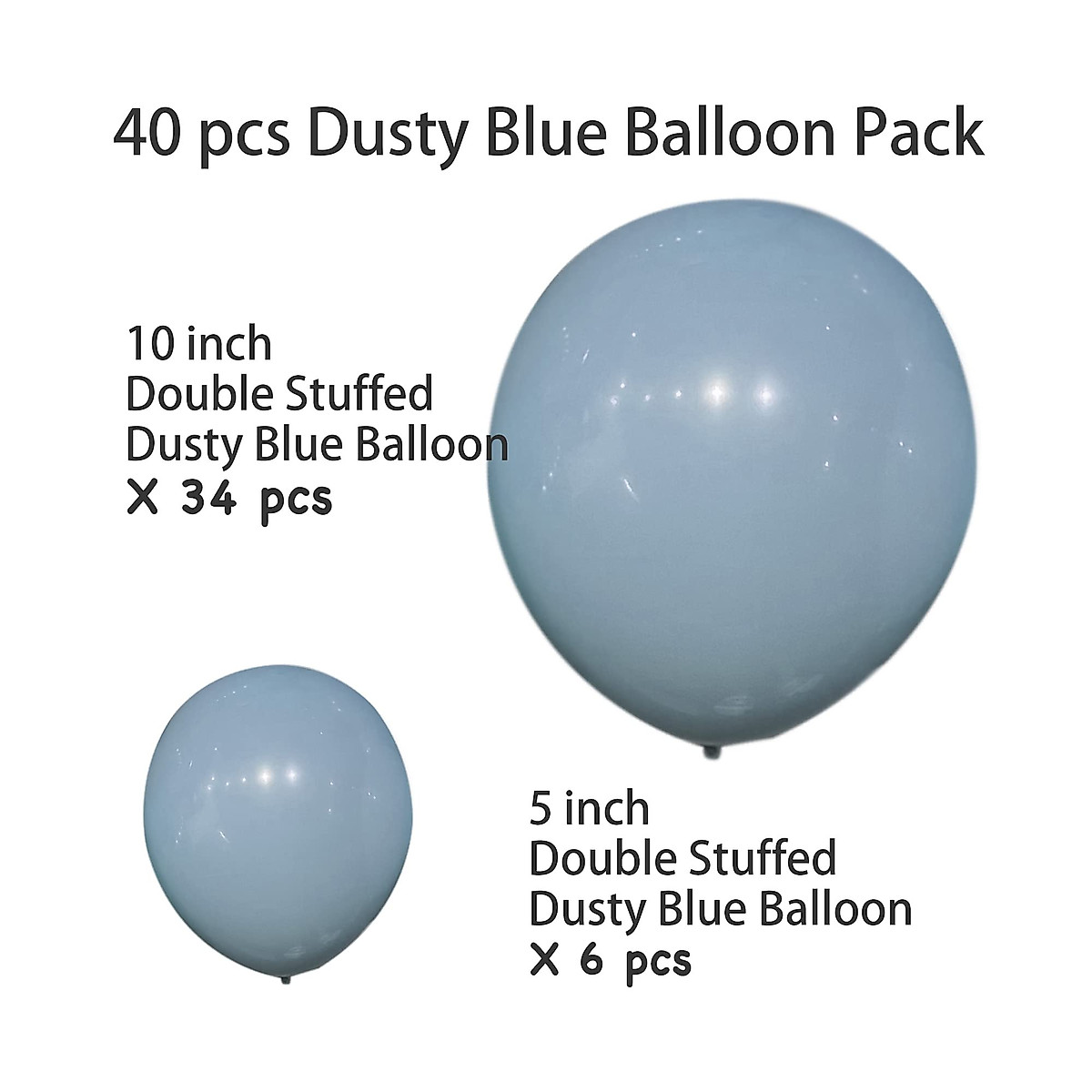 40pcs DIY Balloons Garland Kit Double Stuffed Balloon 5in 10in Dusty Blue Balloons Arch Kit Bridal Shower Wedding Birthday Decoration Boy Baby Shower Balloons Decorations (dusty blue)