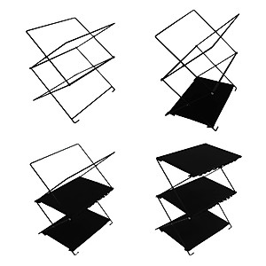 TIYASTUN Folding Shelf Storage Rack, 3-Tier Storage Shelf Racks and Shelving Organizer for Kitchen Camping Picnic BBQ Indoor Outdoor