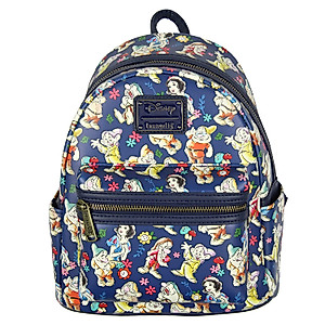 Loungefly Disney Snow White and the Seven Dwarfs Floral Watercolor Allover Print Mini Backpack