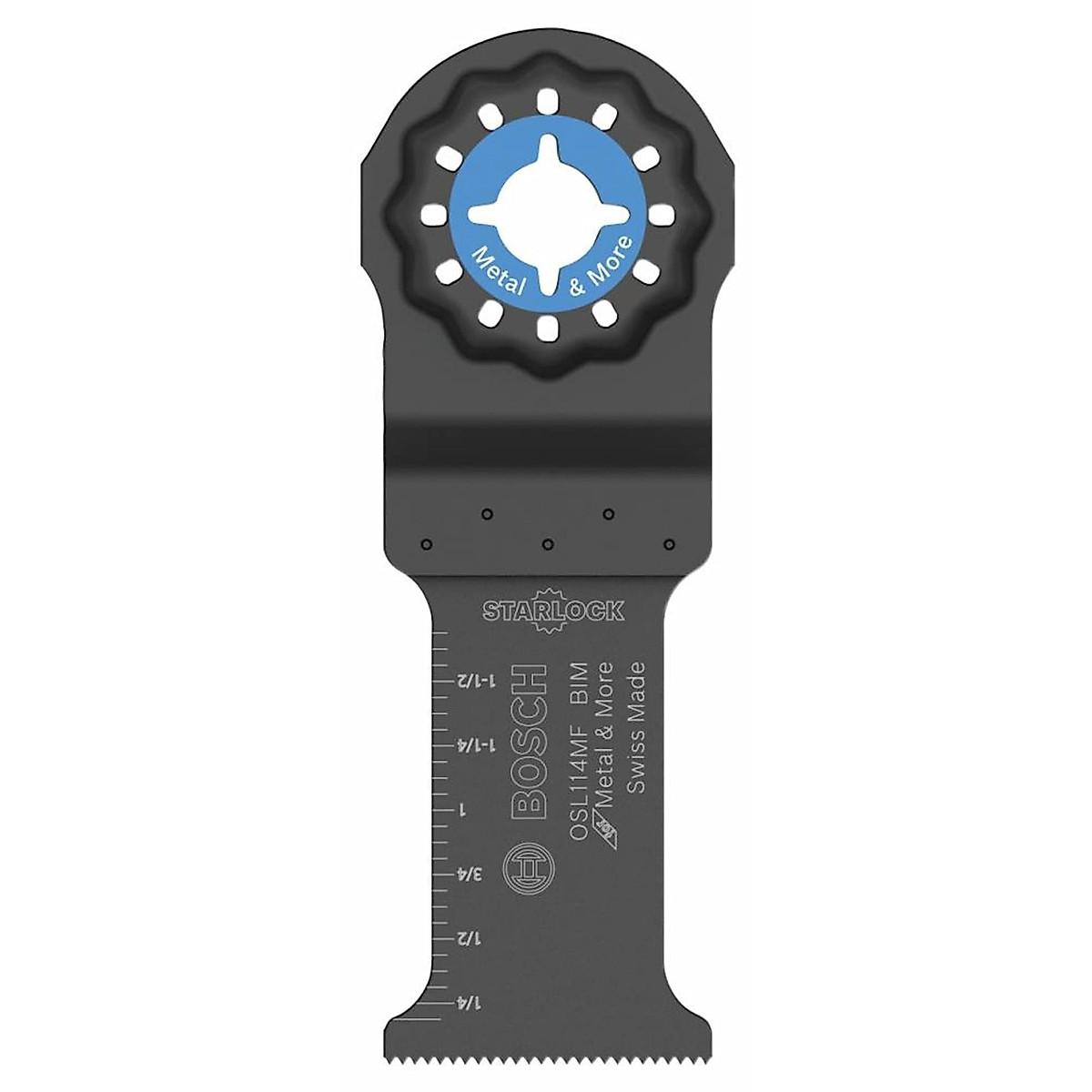 BOSCH OSP134C 1-3/4 In. StarlockPlus Oscillating Multi Tool Metal & More Carbide Extreme Plunge Cut Blade for Heavy-Duty Applications in Cutting Iron Bar, Metal, Wood with Nails, Drywall and Tile