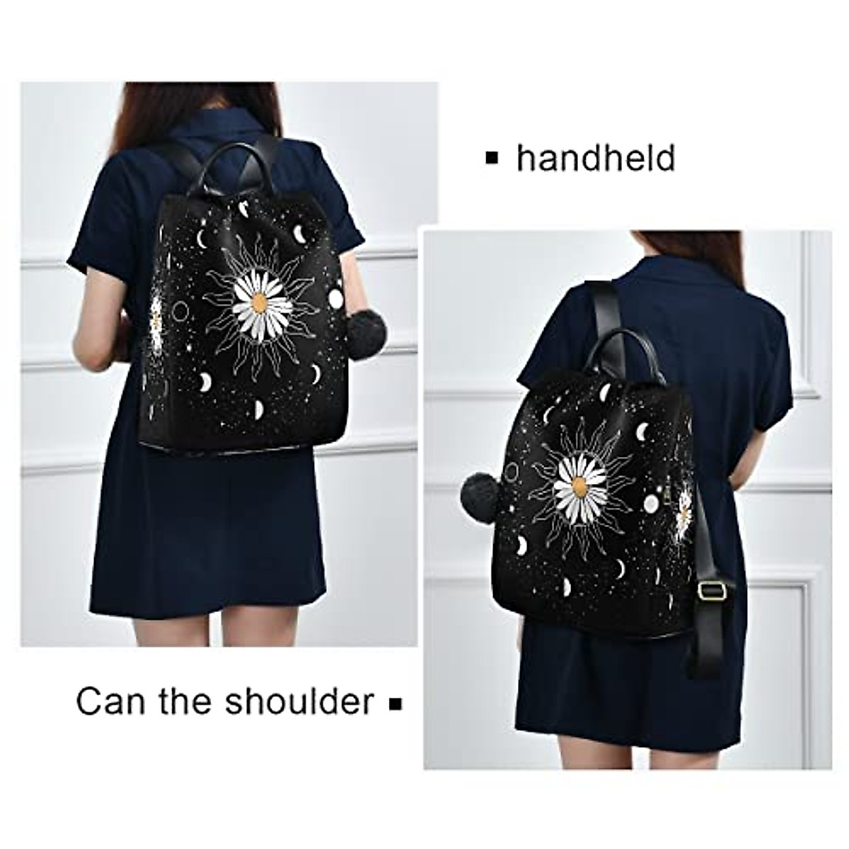 ALAZA Daisy Flower Sun Moon Women Backpack Anti Theft Back Pack Shoulder Fashion Bag Purse