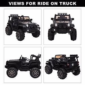 OTTARO Kids Electric Car Ride on Car Truck, Battery Kids Car w/Parent Remote Control, 12V Battery Powered Electric Car for Kids, 3 Speeds,Spring Suspension, MP3 Player (Black)