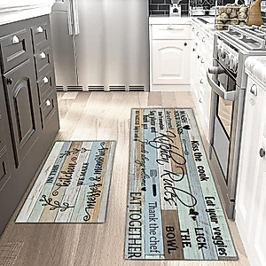Znutrce Farmhouse Kitchen Mats for Floor Set of 2, Mats for Kitchen Floor, Comfort Standing Kitchen Rugs and Mat, Non-Slip Washable Rug, 17'' X 47'' + 17'' X 30''