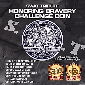 Armor Coin & Emblem SWAT Team Challenge Coin - Solid Bronze, Hand-Polished Silver Tone Finish - Tribute to Law Enforcement, Valor, Sacrifice - Collectible Keepsake for Enthusiasts