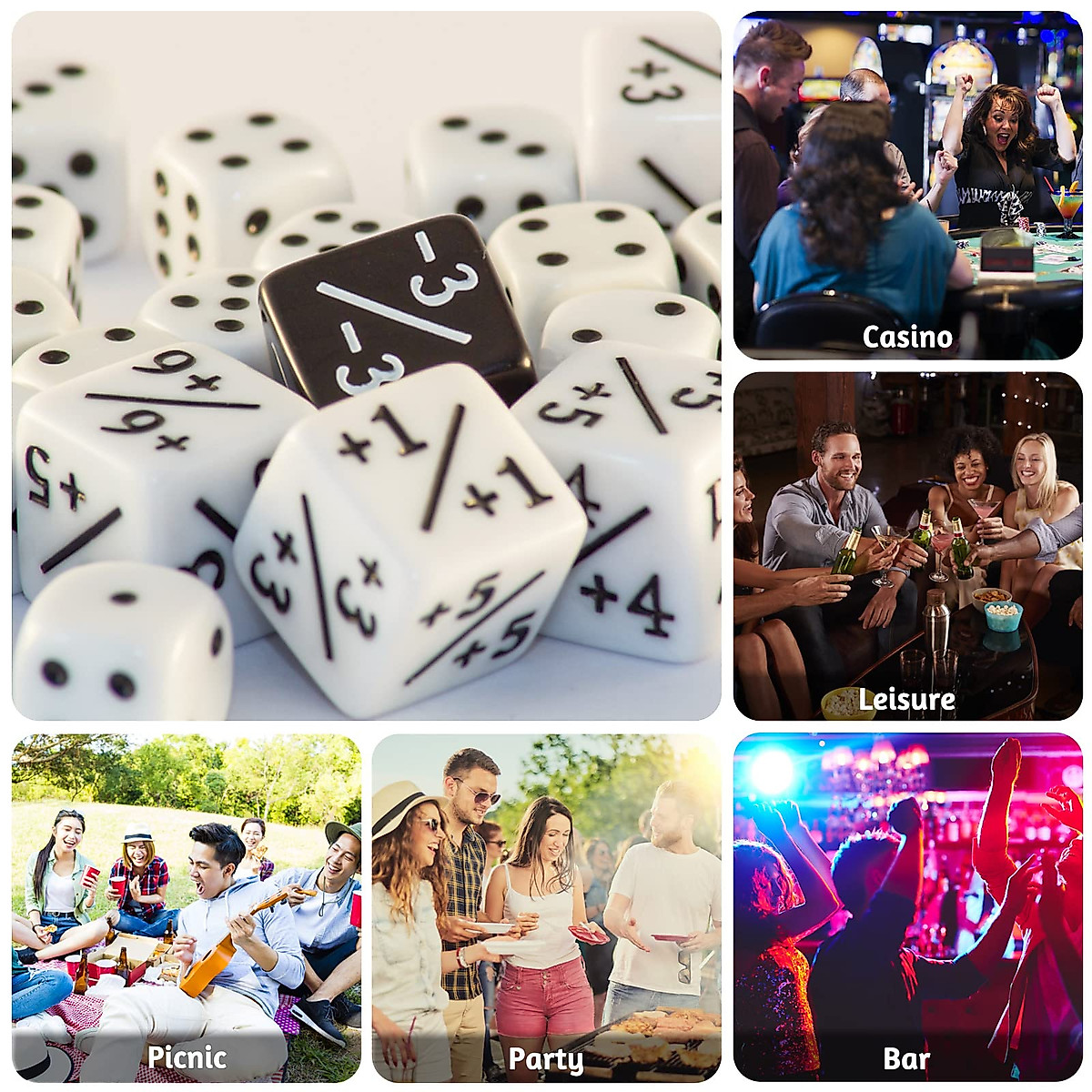 24 Pieces Dice Counters Token Dice, D6 Dice Cube Loyalty Dice Compatible with MTG CCG, Card Game Accessories