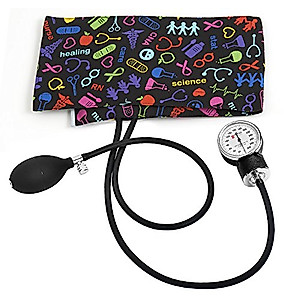 Prestige Medical Premium Adult Aneroid Sphygmomanometer, Medical Symbols Black