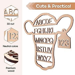 Nichake Western Nursery Wall Decor Neutral Cow Alphabet Wall Art,3D Cut ABC Letters Signs,Boho Wall Decor for Nursery, Bedroom, Playroom,and Kids Room