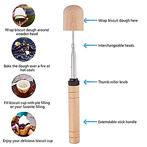 Marshmallow Roasting Sticks With Interchangeable Heads | 8 Pieces Campfire BBQ Kit Great For And Hot Dogs Biscuit Cup Smores Fire Pit Excellent Camping, Hiking, nature wood color