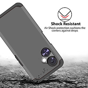 TJS Compatible for OnePlus Nord N30 5G Case, with Tempered Glass Screen Protector Dual Layer Hybrid (Magnetic Mount Friendly) Shockproof Drop Protection Impact Phone Case (Gray)