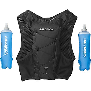Salomon Active Skin 4 Running Hydration Pack with flasks, Black, M