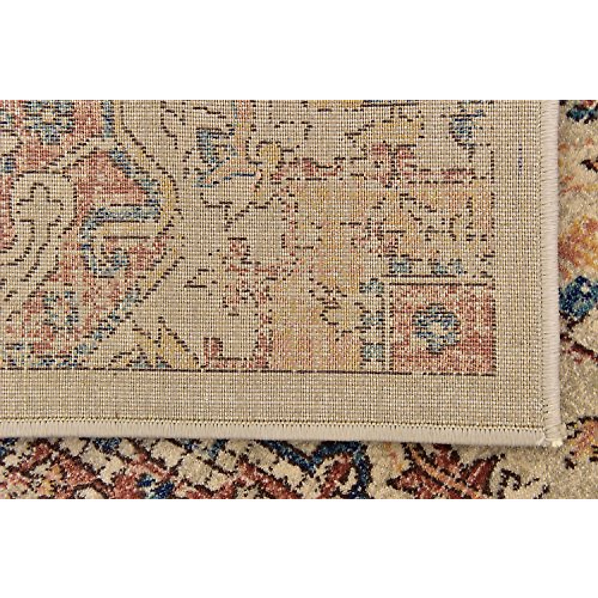 Unique Loom Oslo Collection Distressed Botanical Medallion Beige Runner Rug (3' x 13')
