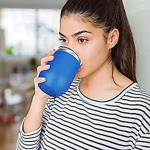 VEGOND 12oz Stainless Steel Wine Tumbler with Lid and Straw, Double Wall Vacuum Insulated Stemless Wine Glass Tumbler Cup, Coffee Mug for Cold Hot Drinks