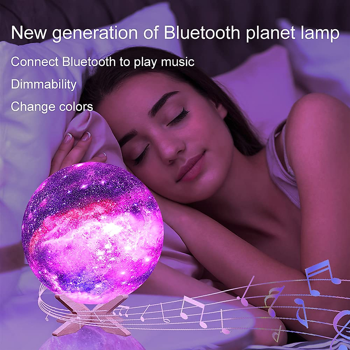 HYODREAM Musical Moon Lamp with White Noise Sleeping Sound Machine for Baby, Built-in White Noise/Nature Sound/Lullaby & Bluetooth Box, Remote Control 8 Colors Night Light