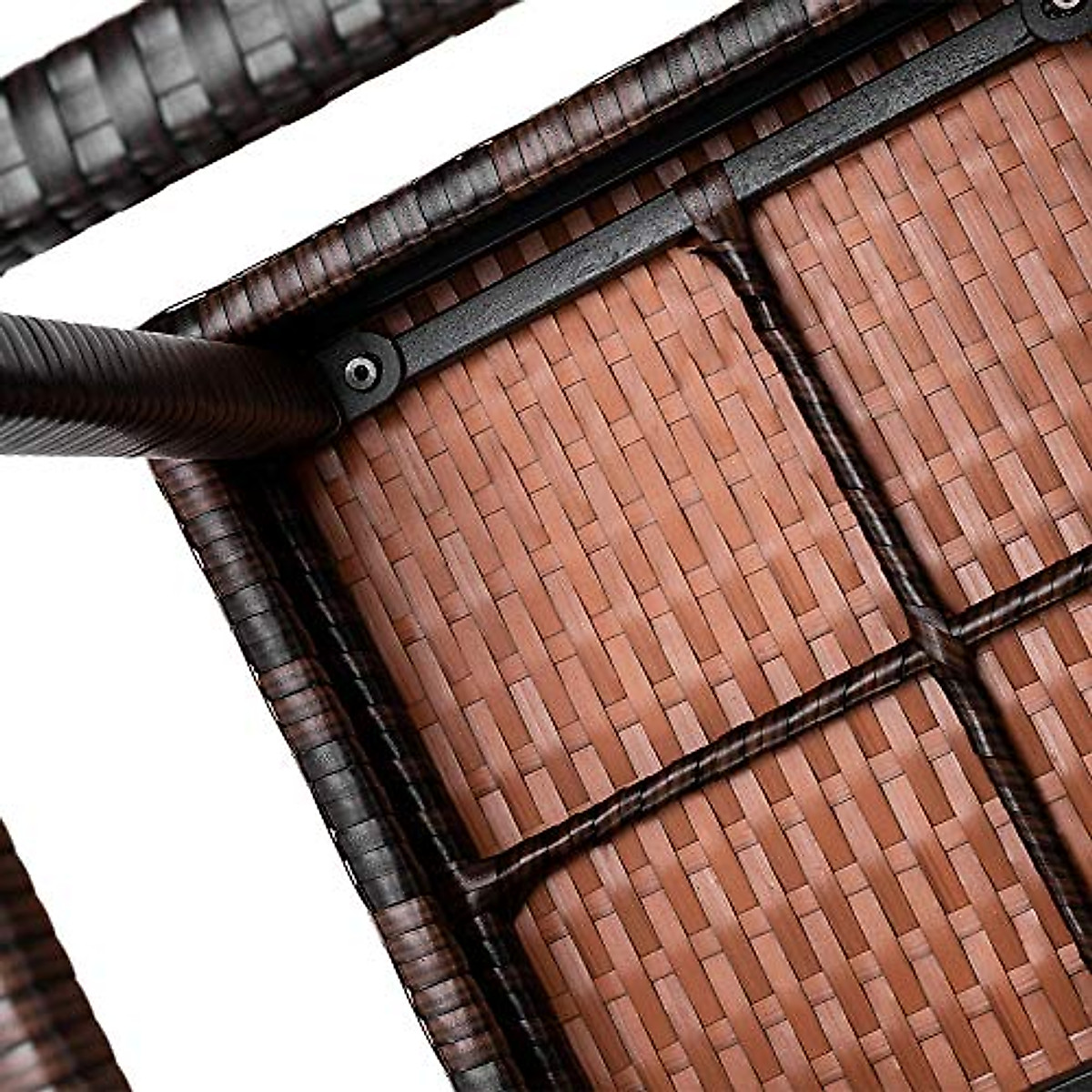 24 inch Counter Height Rattan Wicker Bar Stools Set of 4, Bistro Pub Backless Barstools, Kitchen Dining Room Chairs, Indoor Outdoor Furniture (Brown)