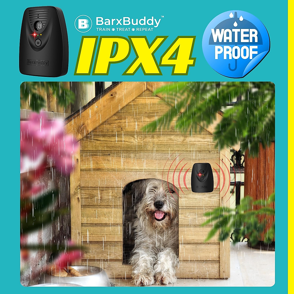 BarxBuddy BarkShield Home, Anti Barking Device for Dogs, 66ft Long Range Ultrasonic, Waterproof Dog Bark Deterrent Box for Indoor/Outdoor Use, Safe Bark Collar Alternative Dog Training & Behavior Aid