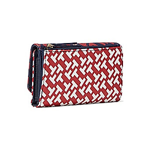 Tommy Hilfiger Beth II Flap Continental Wallet Bias Bicolor Texture PVC Navy/Red Multi One Size