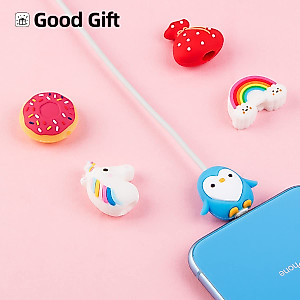 SUNGUY Cute Cable Protector for iPhone Charger Cable, 5pcs Animal Cable Protector, USB Charger Cord Protector for Christmas