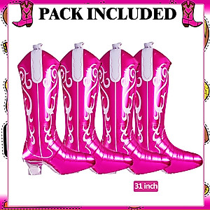 4PCS Western Cowgirl Party Decorations Cowgirl Balloons Party Decorations Cowgirl Boot Balloons for Let's Go Girls Bachelorette Party Cowgirl Birthday Western Last Disco Rodeo Bachelorette Supplies