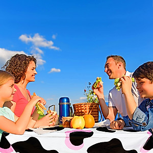 3 Pcs Pink Cowgirl Cow Print Table Cover Plastic Rectangle Cowgirl Farm Animal Theme Party Tablecloth Pink Black and White Cow Print Disposable for Kids Barnyard Baby Shower Birthday Party Supplies