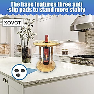 KOVOT Bamboo Countertop Wine Glass Rack – Holds 6 Stemmed Wine Glasses and 1 Wine Bottle – Durable and Reliable Tabletop Centerpiece – Simple But Stylish Wine Glass Holder – Perfect for Home & Bars.