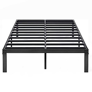 ZIYOO Queen Size Bed Frame, 18 Inches Platform Bed Frame, 3500lbs Heavy Duty Steel Slat, Non-Slip Design, No Box Spring Needed, Easy Assembly, Quiet Noise Free, Under Bed Storage Space, Black