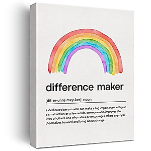 Motivational Wall Art Difference Maker Definition Canvas Print Framed Watercolor Difference Maker Poster Artwork for Office Home Wall & Tabletop Decor