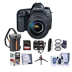 Canon EOS-5D Mark IV Digital SLR Camera Body Kit with EF 24-105mm f/4L IS II USM Kit - Bundle with 32GB U3 SDHC Card, Holster Case, Table Top Tripod, Cleaning Kit, 77mm Filter Kit, PC Software Package