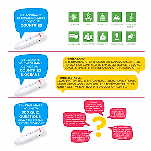 Interactive Globe for Kids with Wireless Smart Pen, 9” Globes with Stand, Learning & Education STEM Toys, Talking World Map Gift for Children, Christmas Gifts for Boys & Girls Ages 7 8-12 Years Old