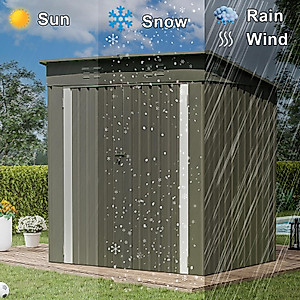 onesaimei 6×4 FT Outdoor Storage Shed, Waterproof Metal Tool Shed & Steel Garden Shed with Lockable Door for Backyard, Patio, Lawn