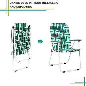 2 Pack Webbing Chair, Designs New Standard Patio Lightweight Folding Web Lawn Chair Set, Outdoor Reclining Beach Chair Portable Camping Chair, Webbed Folding Chair for Yard, Garden (Light Green)
