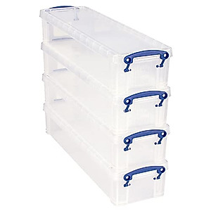 Really Useful Plastic Storage Box 1.5 Litre Clear (Pack of 4)