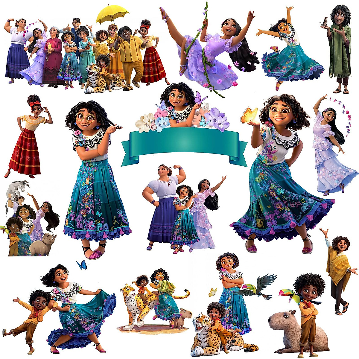 Encanto Wall Stickers Peel and Stick Cartoon Wall Decals Removable Wall Art Decor for Nursery Baby Children's Bedroom Wall Decorations