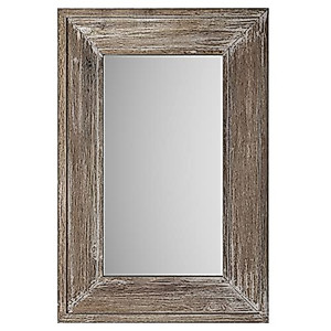 Barnyard Designs 24x36 Wood Farmhouse Wall Mirror, Wooden Large Rustic Wall Mirror, Bedroom Mirrors for Wall Decor, Decorative Wood Wall Mirror Living Room or Bathroom Vanity, Greywash