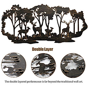 Juegoal Metal Wall Art-Deer in the Forest Wall Decor Hanging for Living Room, Bedroom, Bathroom Indoor Outdoor, 21 x 10 Inch