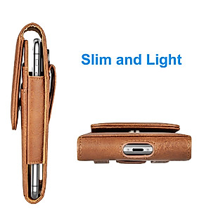 Takfox Phone Holster for Samsung Galaxy S25 Ultra S24 Plus S23 S22 S21 FE 5G S20 S10 A03s A16 A15 A14 A13 A35 A56 A51 A71 5G, Note 20 J7 J3 Leather Cell Phone Pouch Belt Holder Carrying Case,Brown