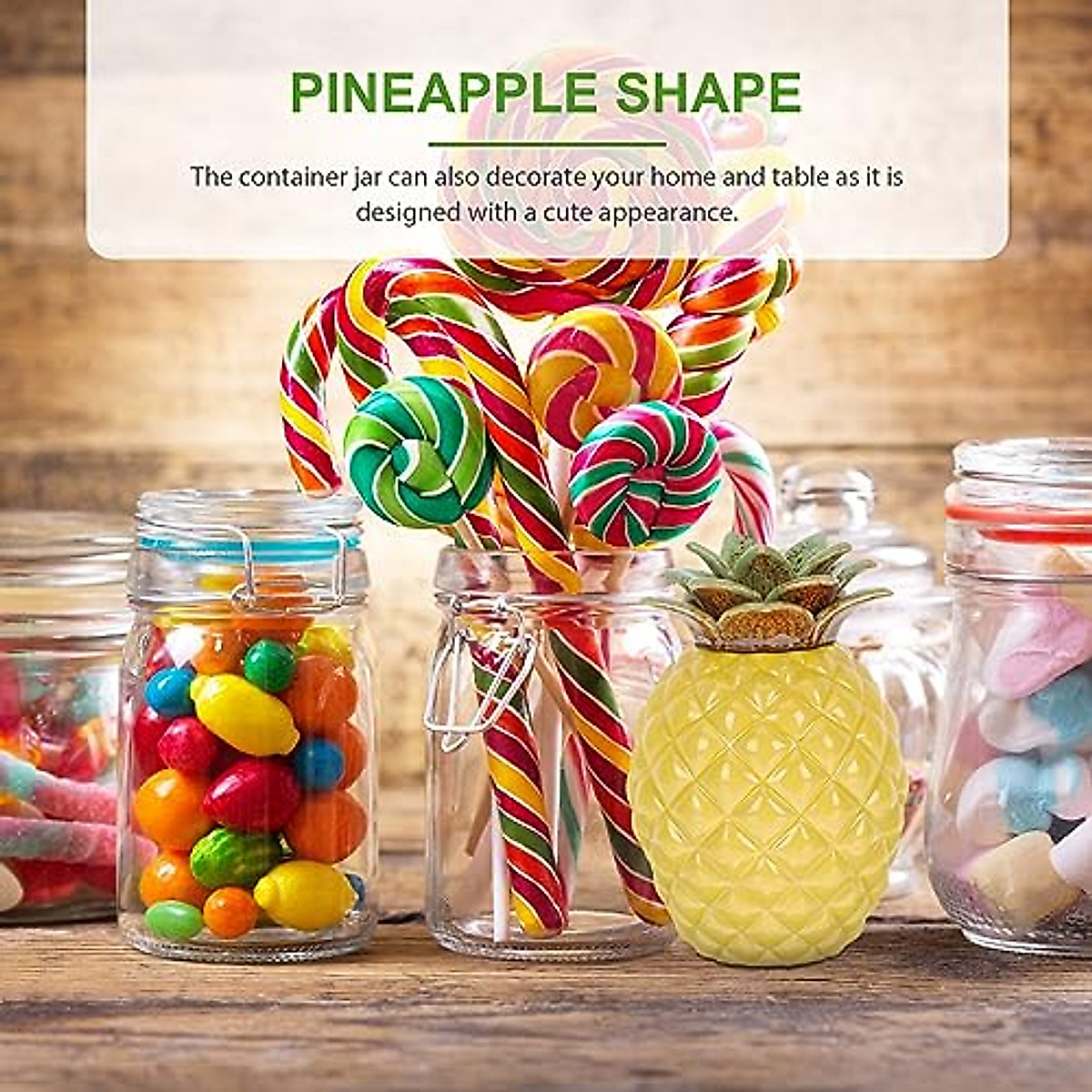 BESTonZON Ceramic Tea Jar Pineapple Shape Tea Tins Containers with Leaf Lid Porcelain Tea Pot Coffee Sugar Storage Canisters Empty Food Storage Jar for Home Kitchen Counter Yellow