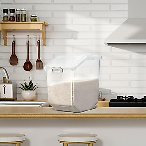 Funnymoom 40 Lbs Rice Storage Container Plastic Flour Rice Storage Bin Cereal Food Rice Holder with Lid Clear Rice Bin Large Rice Box for Kitchen Sugar Pantry Grain Dry Food Organization