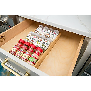 Lipper International 8886 Bamboo Wood In-Drawer Spice Organizer Tray, 15" x 8" x 2"