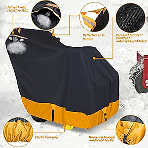 XYZCTEM Snow Blower Premium Cover 420D Marine Grade Fabric, Universal Fit Snow Blower Cover, Covers Snow Blowers Against Water, UV, Wind, Outdoor Protection (Orange)
