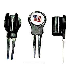 Putter Mounted Divot Tool and Ball Marker - US Flag White