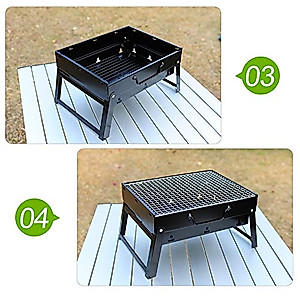 Charcoal Grill Barbecue Portable BBQ - Stainless Steel Folding Grill Tabletop Outdoor Smoker BBQ for Picnic Garden Terrace Camping Travel、travel bbq