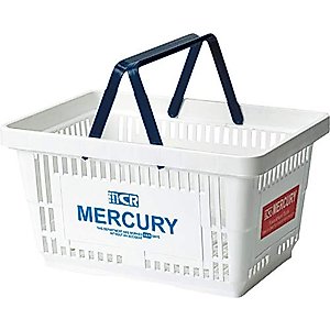 Mercury Shopping Cash Register Basket Storage Box Basket Interior Outdoor Camping Barbecue Market 42 x 29.2 x 22 cm White MEMABAWH