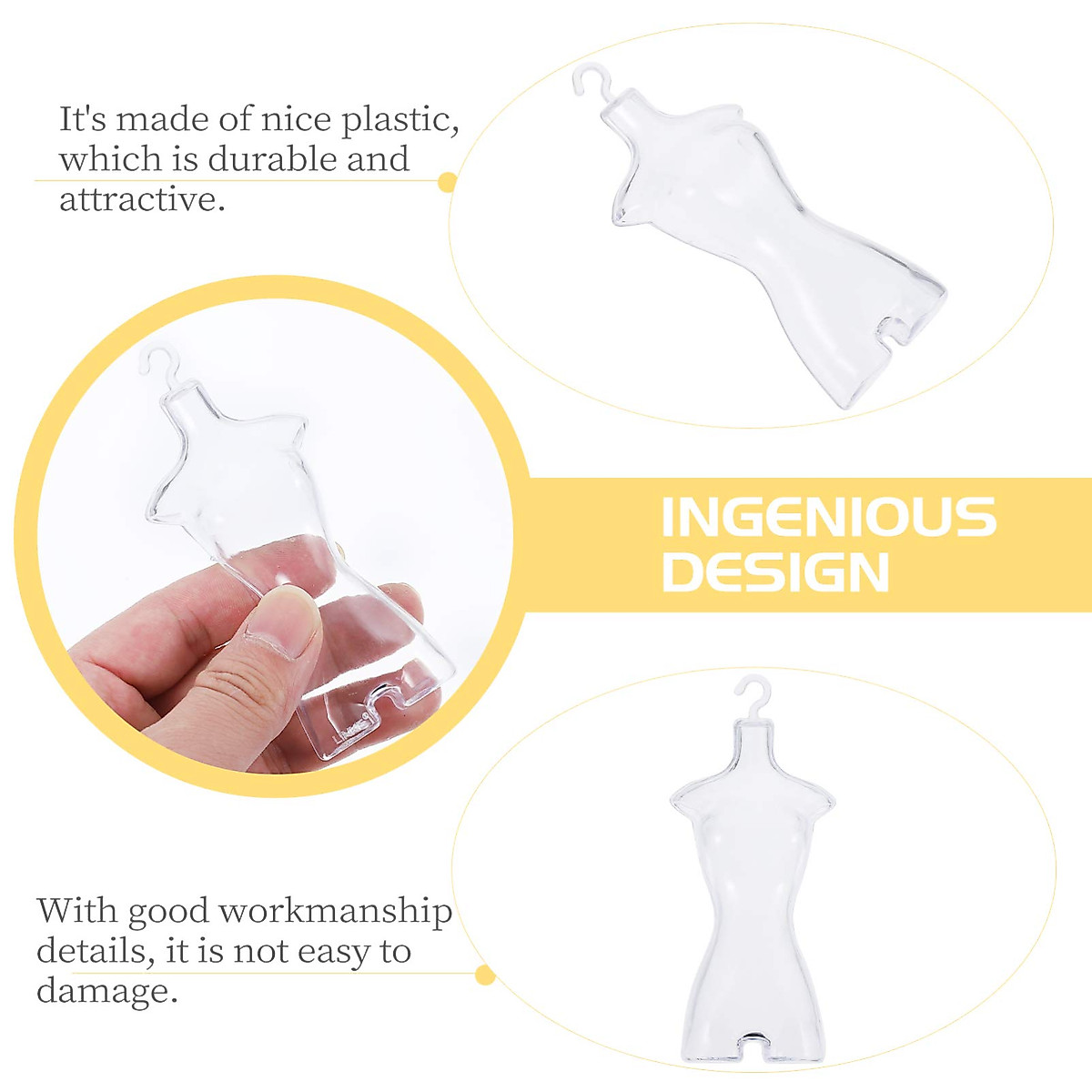 Healifty 3pcs Doll Dress Form Cloth Gown Display Support Holder Hanging Dress Form Mannequin Model Stand for Doll Dresses Dollhouse Decoration