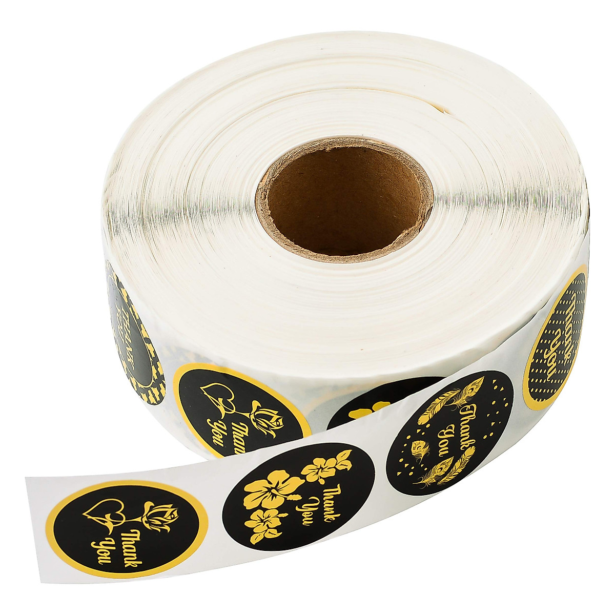 Assorted Gold Thank You Stickers roll 1.5 inch | 1000 Adhesive Thank You Labels per Roll | 5 Unique Designs | Perfect for Graduation,Shipping Envelopes, Business, Birthday & Wedding by AKSHAYA