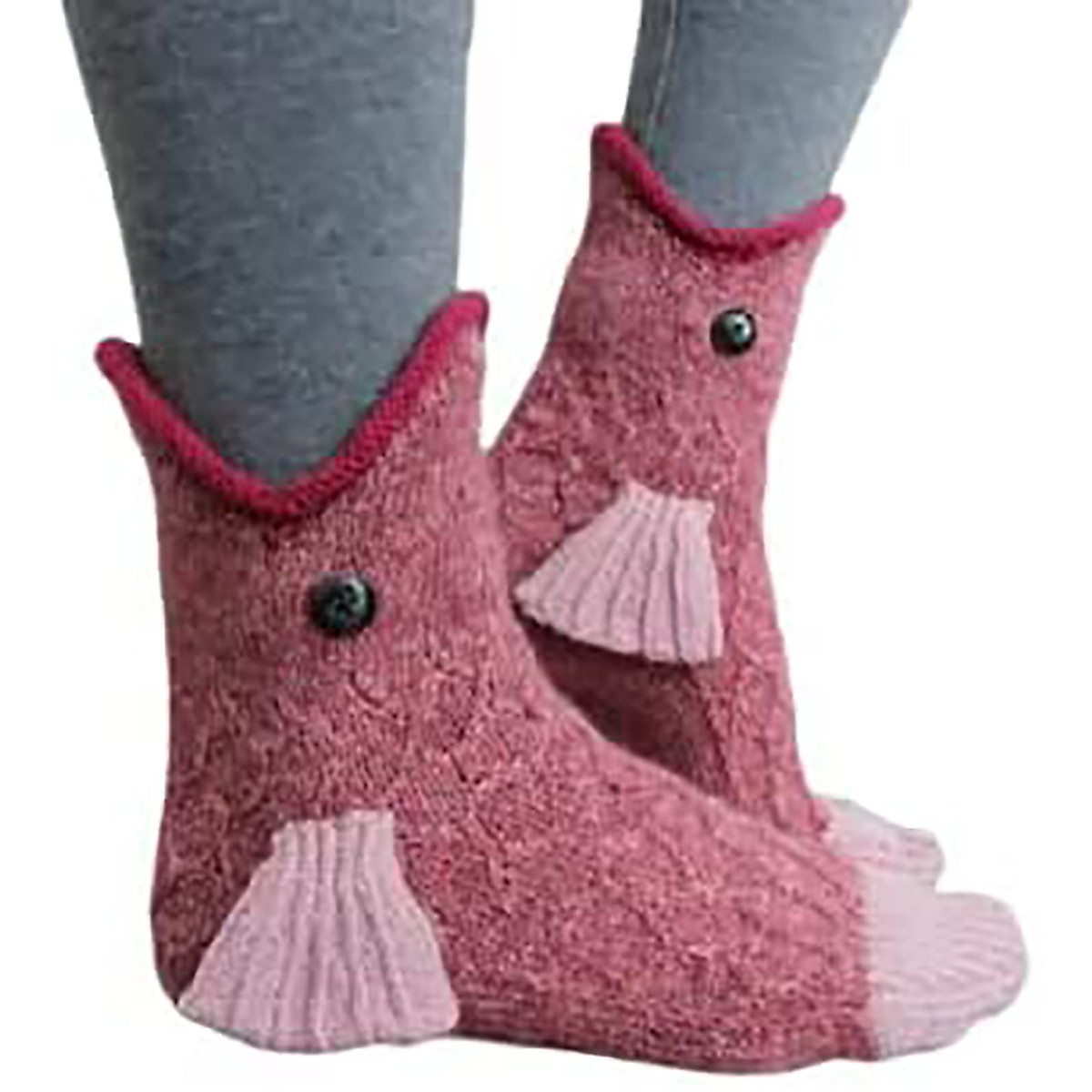 Linzhouzhiguang Knit Socks Unisex Novelty Shark Crocodile Shape Floor Winter Home Warm Socks (Fish)