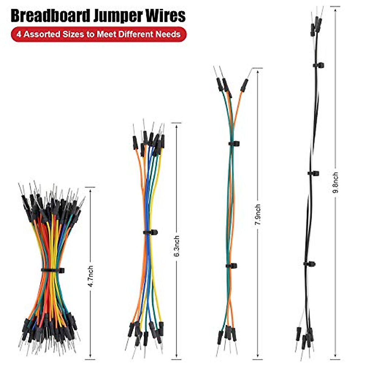 Breadboard Kit with Power Supply for Electronics, 65 Pieces M/M Bread Jumper Wires(12/16/20/25cm), 1 Piece Power Supply Module MB 102(5V/3V), 1 Piece 830 Tie-Points Breadboard