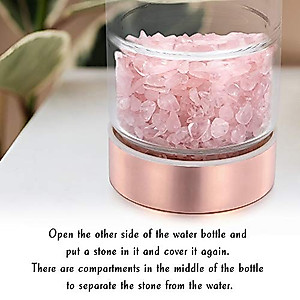 Yoption Crystal Water Bottle, Rose Quartz Healing Glass Water Bottle, Includes a Loose Leaf Tea Infuser Bottle and Protective Sleeve