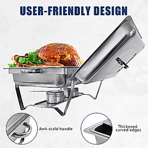 EVGTTI Chafing Dish Buffet Set 8 Pack Stainless Steel, Buffet Servers and Warmers Chafing Servers with Covers Folding Stand Food Warmer for Parties Buffets Catering Banquet Wedding